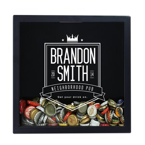 Personalized Beer Cap Shadow Box, Neighborhood Pub Beer Cap Shadow Box ...