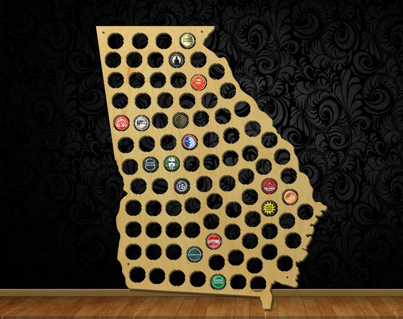 Georgia Beer Cap Map Beer Cap Holder Cap Map Cap Maps Beer - Etsy