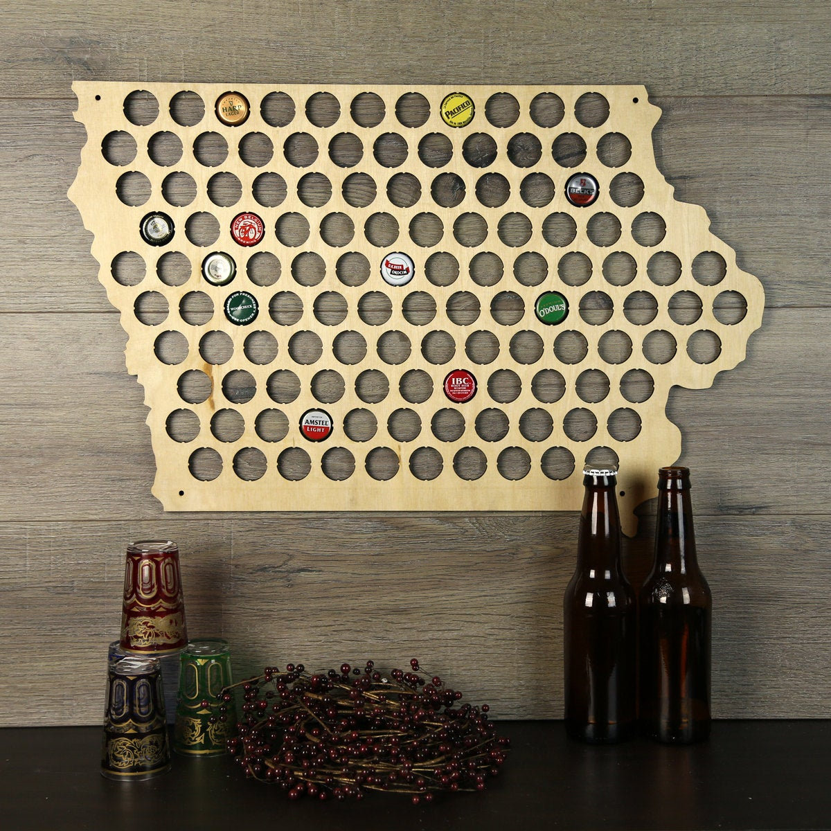 Iowa Beer Cap Map, Beer Cap Holder, Beer Cap State Map, Cap Map, Beer ...