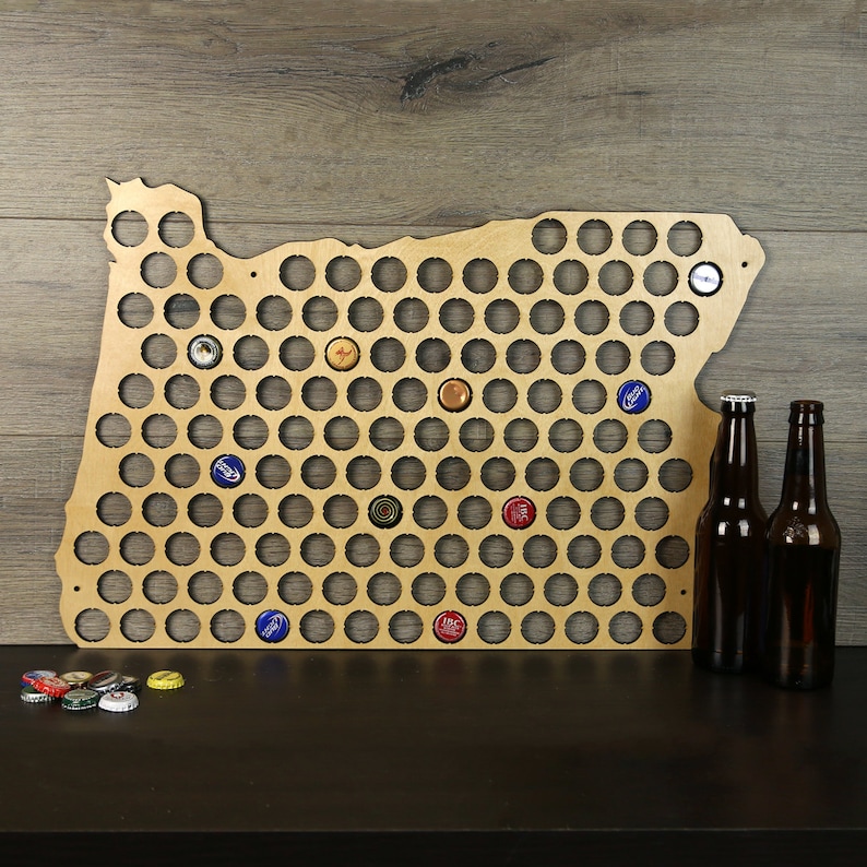 Oregon Beer Cap Map, Beer Cap Holder, Beer Cap State Map, Cap Map, Beer ...