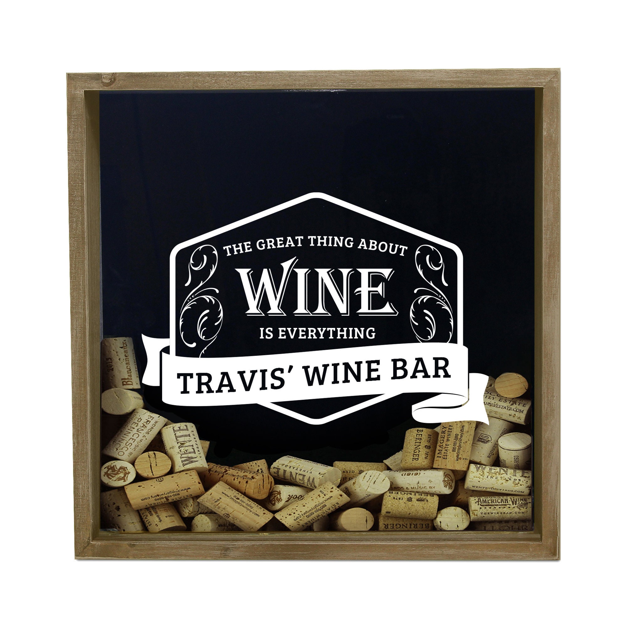 Personalized Wine Cork Shadow Box, Wine Cork Box, Wine Cork Storage ...