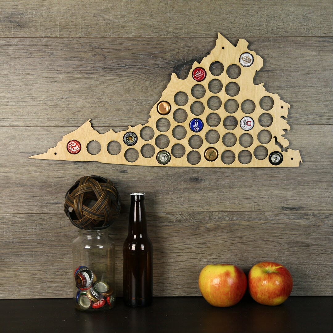 Virginia Beer Cap Map, Beer Cap Holder, Beer Cap State Map, Cap Map ...