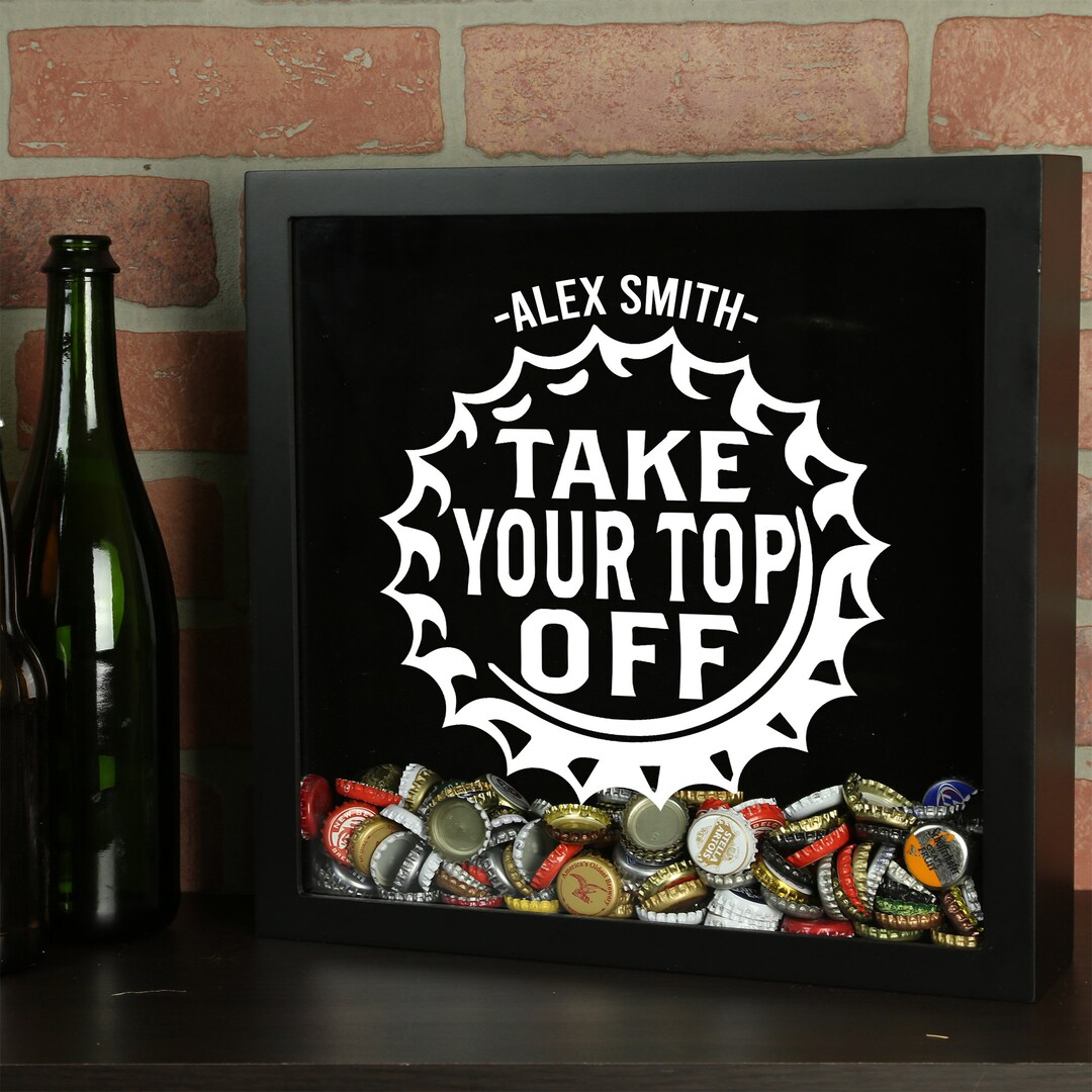 Personalized Beer Cap Shadow Box, Tops off Beer Cap Shadow Box - Beer ...