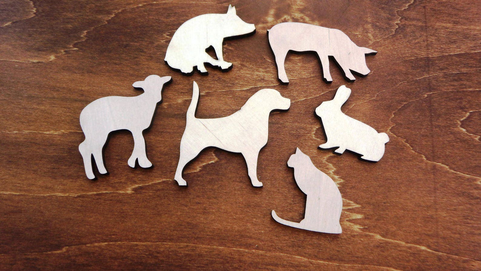 Set of 17 Wood Farm Animal Cut Outs, Farm Animals, Craft Ideas ...