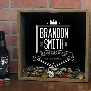 Personalized Beer Cap Shadow Box, Neighborhood Pub Beer Cap Shadow Box ...