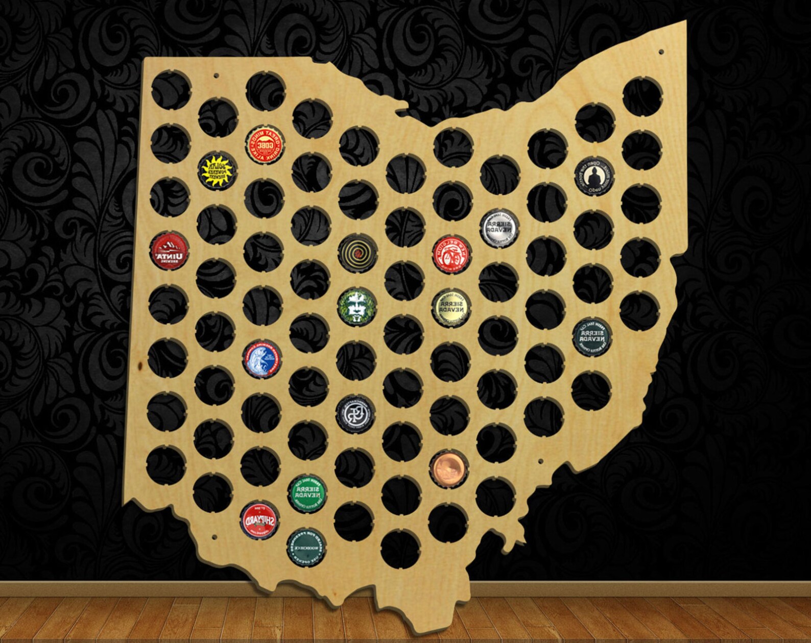 Ohio Beer Cap Map, Beer Cap Holder, Beer Cap State Map, Cap Map, Beer ...