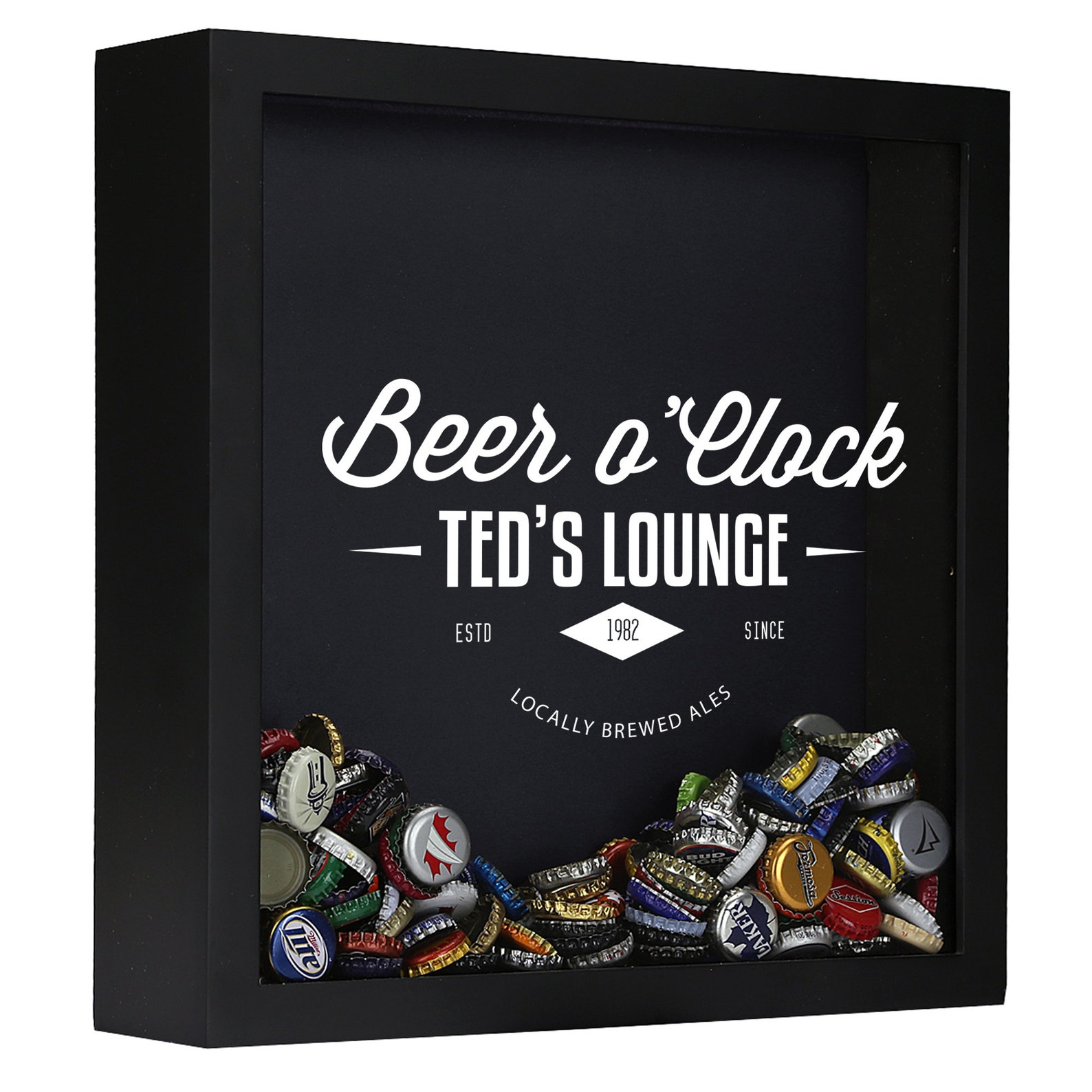 Personalized Beer Cap Shadow Box, Beer O'clock Beer Cap Shadow Box ...