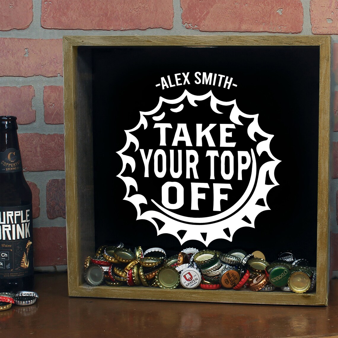 Personalized Beer Cap Shadow Box Tops Off Beer Cap Shadow Box | Etsy