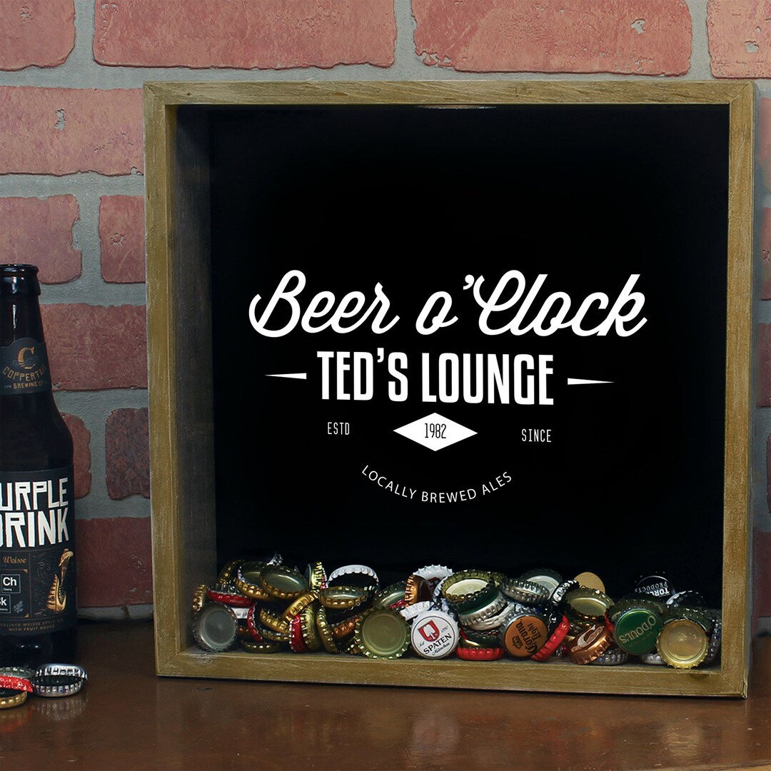 Personalized Beer Cap Shadow Box, Beer O'clock Beer Cap Shadow Box ...