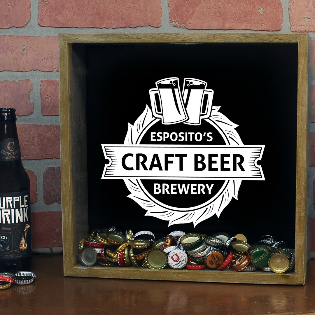 Personalized Beer Cap Shadow Box, Craft Beer, Beer Cap Shadow Box ...