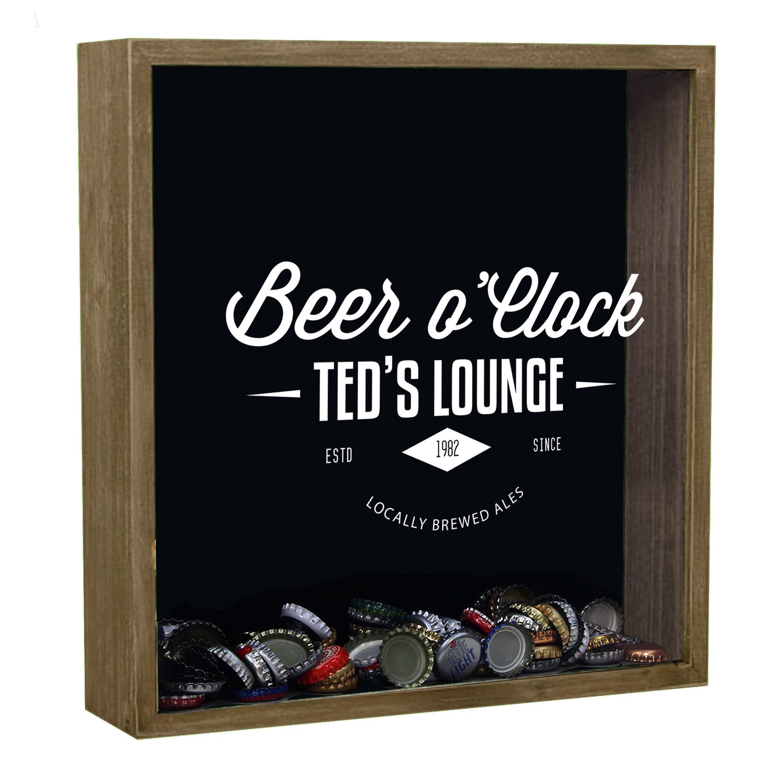 Personalized Beer Cap Shadow Box, Beer O'clock Beer Cap Shadow Box ...