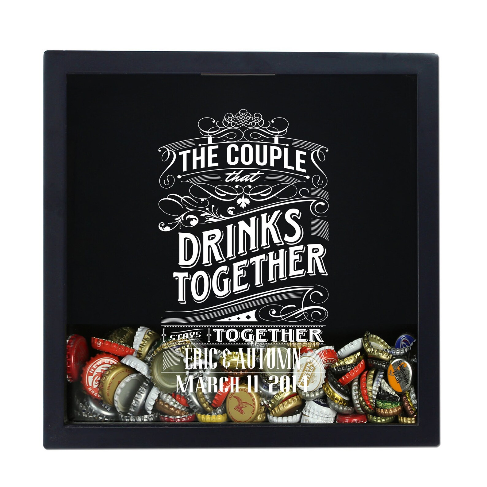 Personalized Beer Cap Shadow Box the Couple That Drinks - Etsy