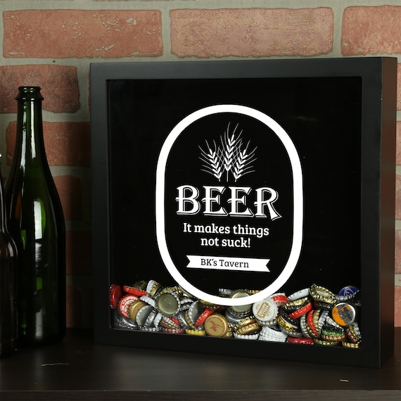 Personalized Beer Cap Shadow Box Beer Makes Things Not Suck | Etsy