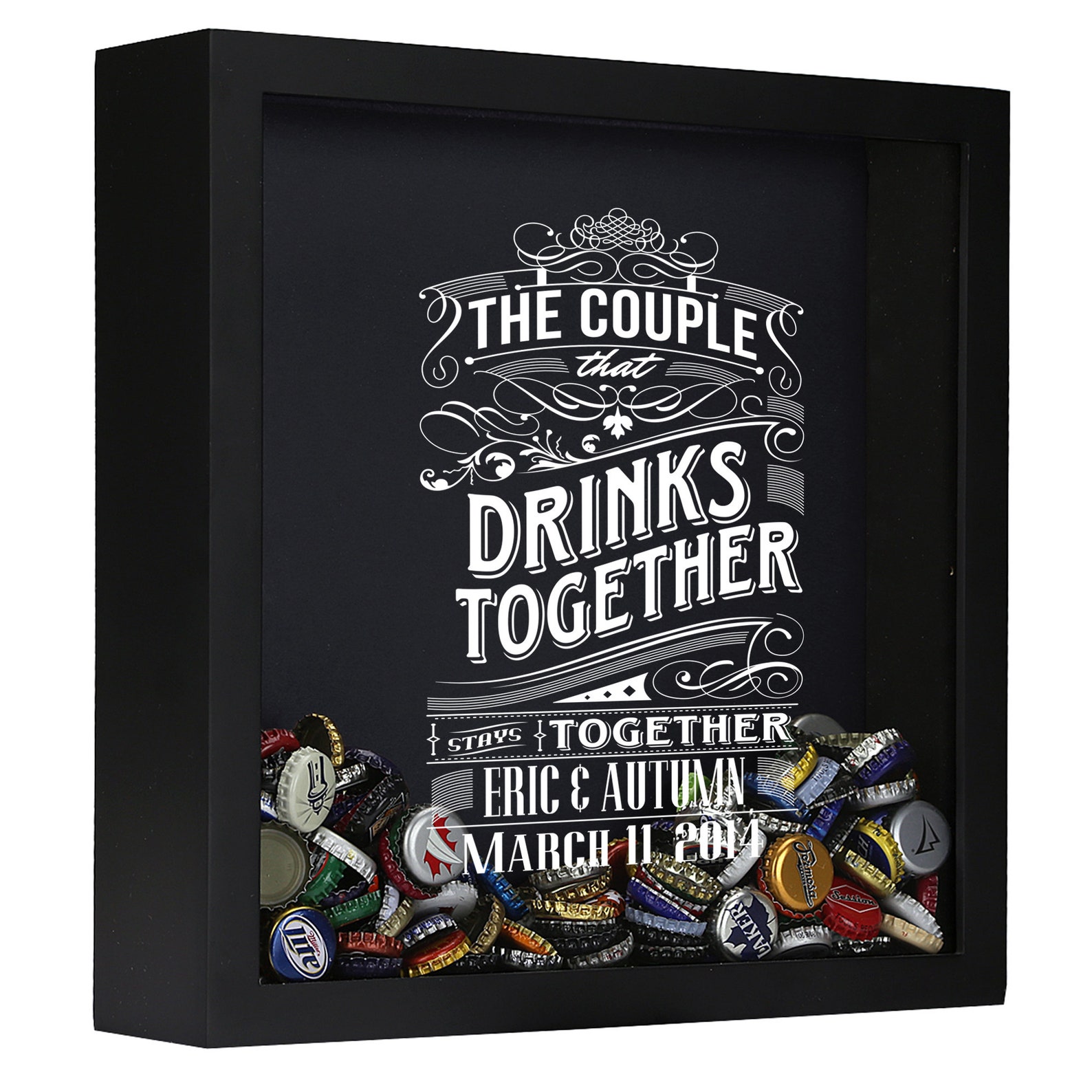 Personalized Beer Cap Shadow Box, the Couple That Drinks Together Stays ...