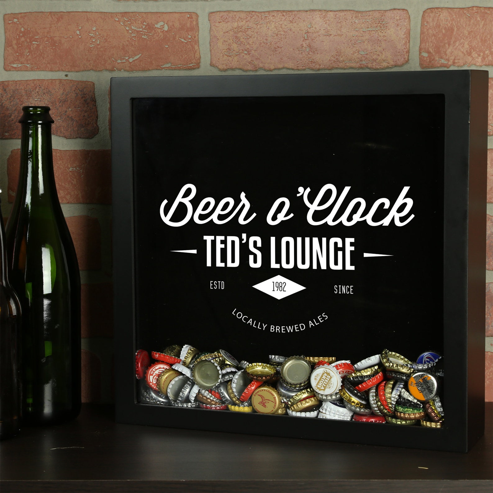 Personalized Beer Cap Shadow Box, Beer O'clock Beer Cap Shadow Box ...