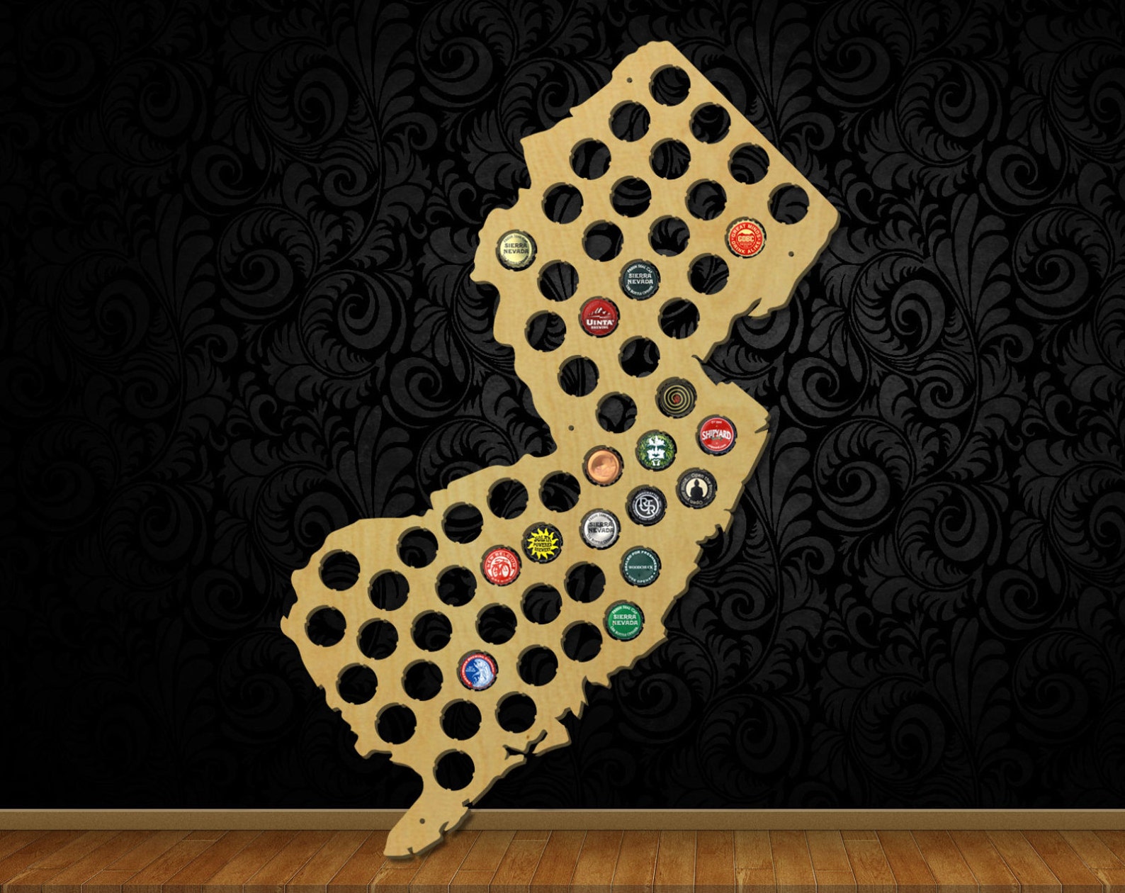 New Jersey Beer Cap Map Beer Cap Holder Beer Cap State Map | Etsy