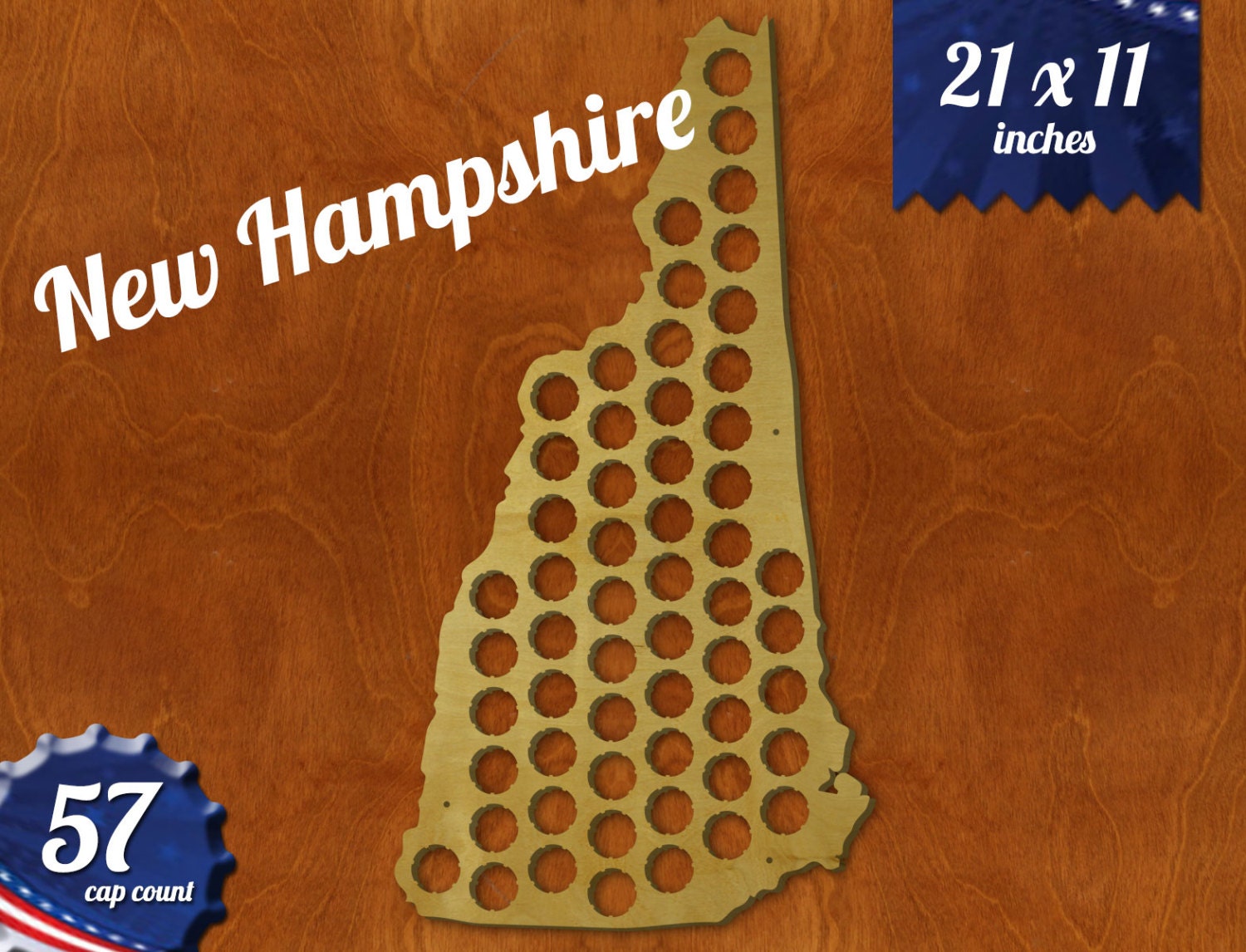 New Hampshire Beer Cap Map Beer Cap Holder Beer Cap State - Etsy