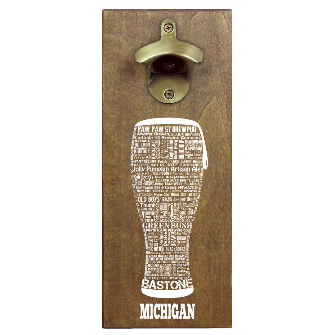 Magnetic Wall Mounted Bottle Opener - Michigan Craft Beer Typography ...