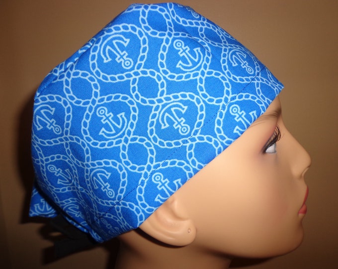Skull Cap Tie Back Scrub Cap Scrub Hat Nautical Anchor - Etsy