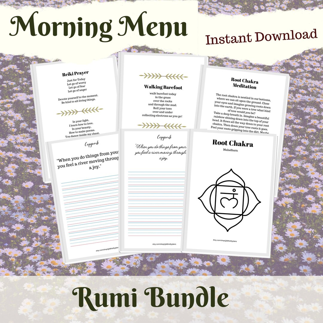 Secular Rumi Morning Menu Mini Bundle, Preschool Kindergarten ...
