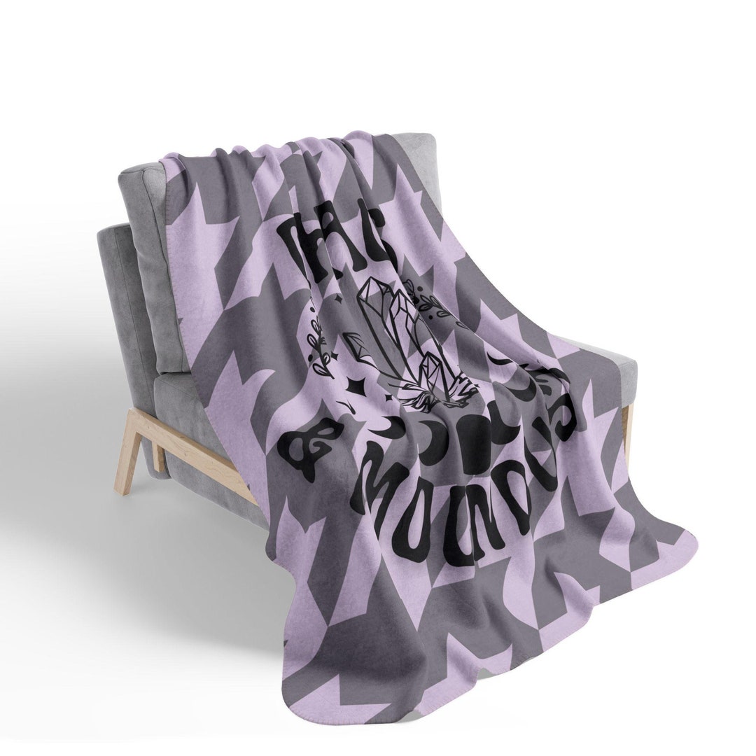 Chaos and Moondust Witchcore Purple Houndstooth Fleece Sherpa Blanket ...