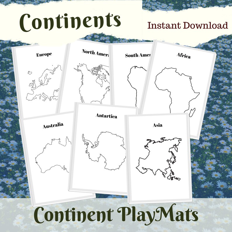 Continents Playmat, Coloring Pages, Preschool Curriculum, Waldorf ...