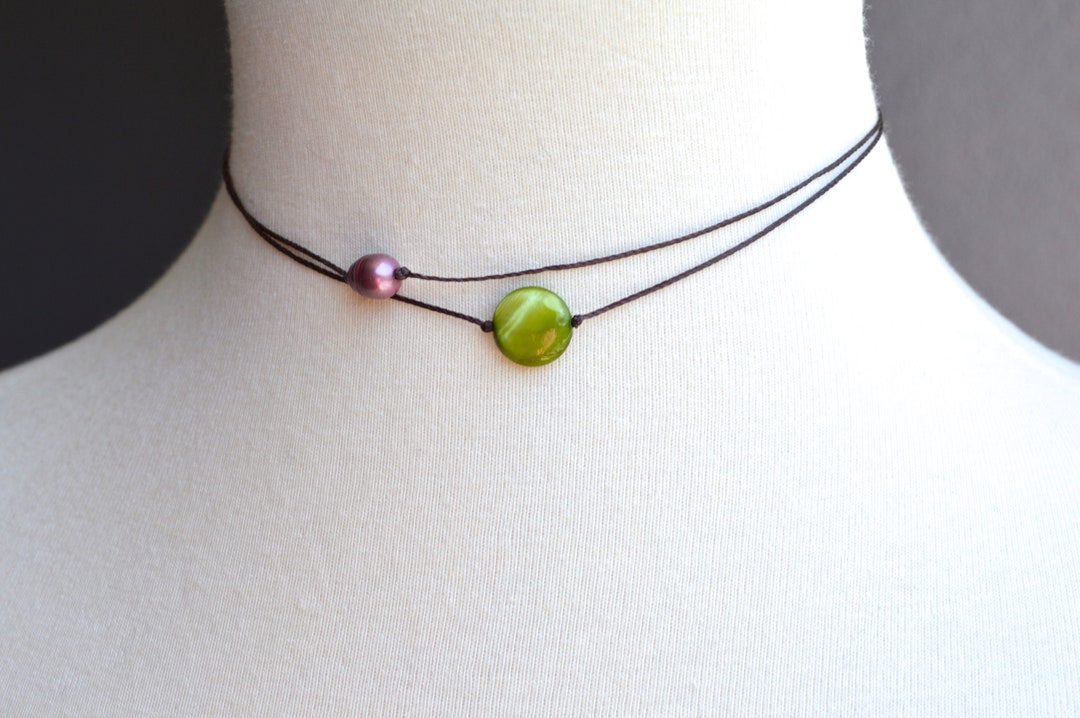 Double Layered Choker, Modern Choker, String Choker, Shell Choker, Boho ...