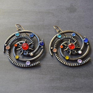 Handmade Rhinestone Solar System Earrings: Celestial Boho Jewelry - Etsy