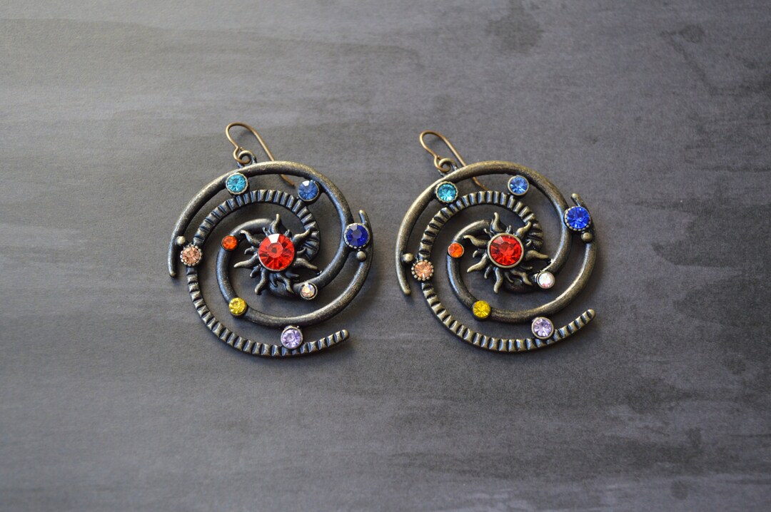 Handmade Rhinestone Solar System Earrings: Celestial Boho Jewelry - Etsy