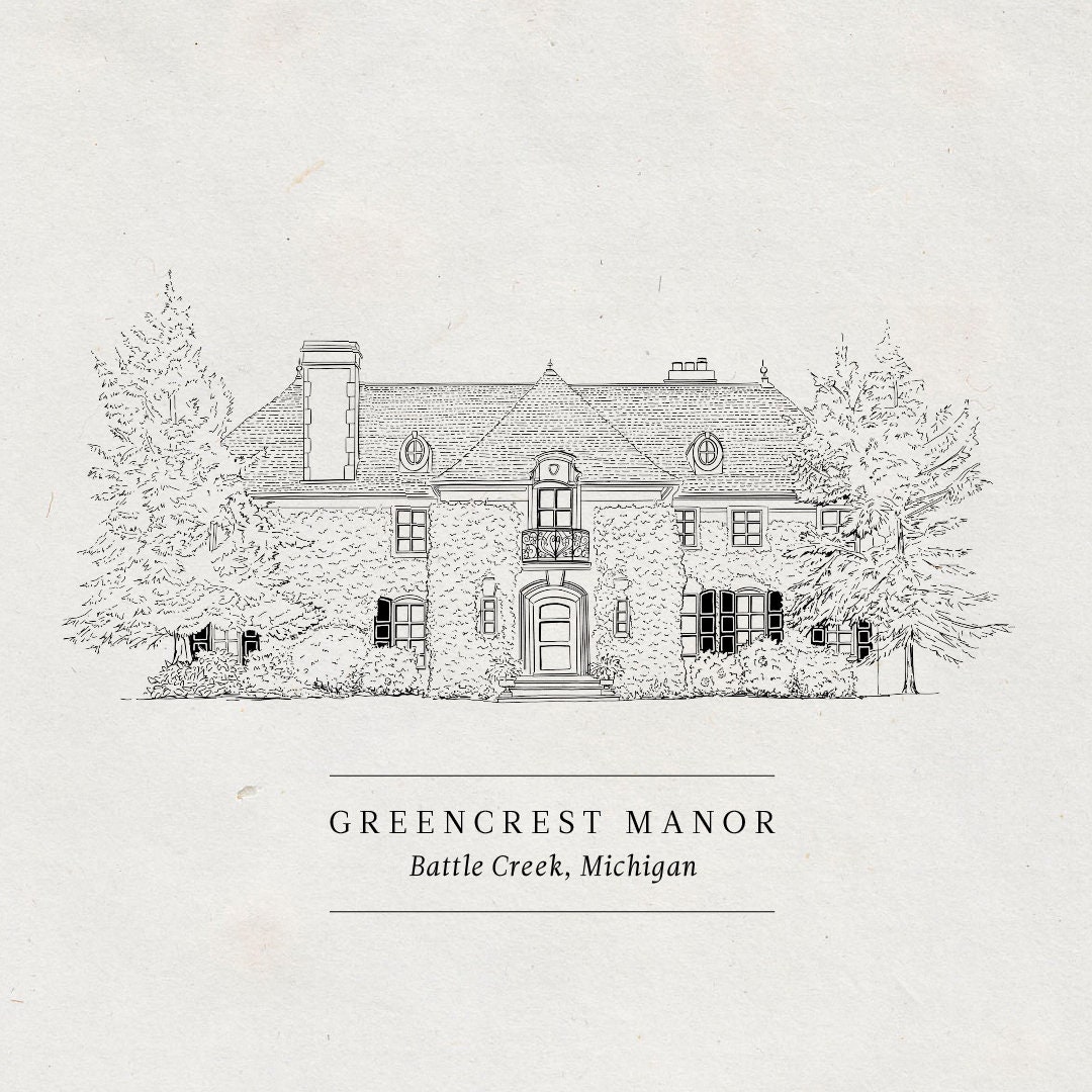 Custom Venue Illustration Digital Artwork for Letterpress and Foil ...