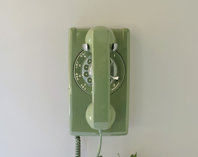 Rotary Wall Phone, Restored and Working, Avocado Green Wall Phone ...
