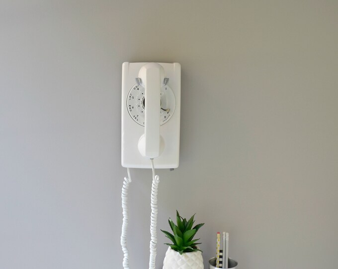 White Rotary Wall Phone Working Wall Phone Retro Wall Phone - Etsy