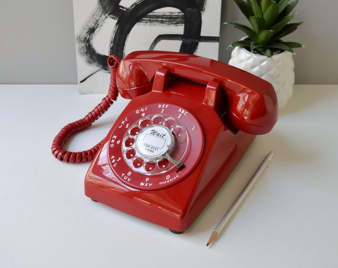Red Rotary Dial Desktop Telephone Restored and Working - Etsy