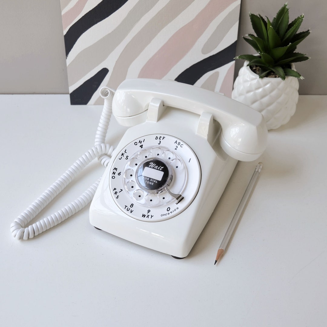 Retro Rotary Phone in White, Restored and Working - Etsy