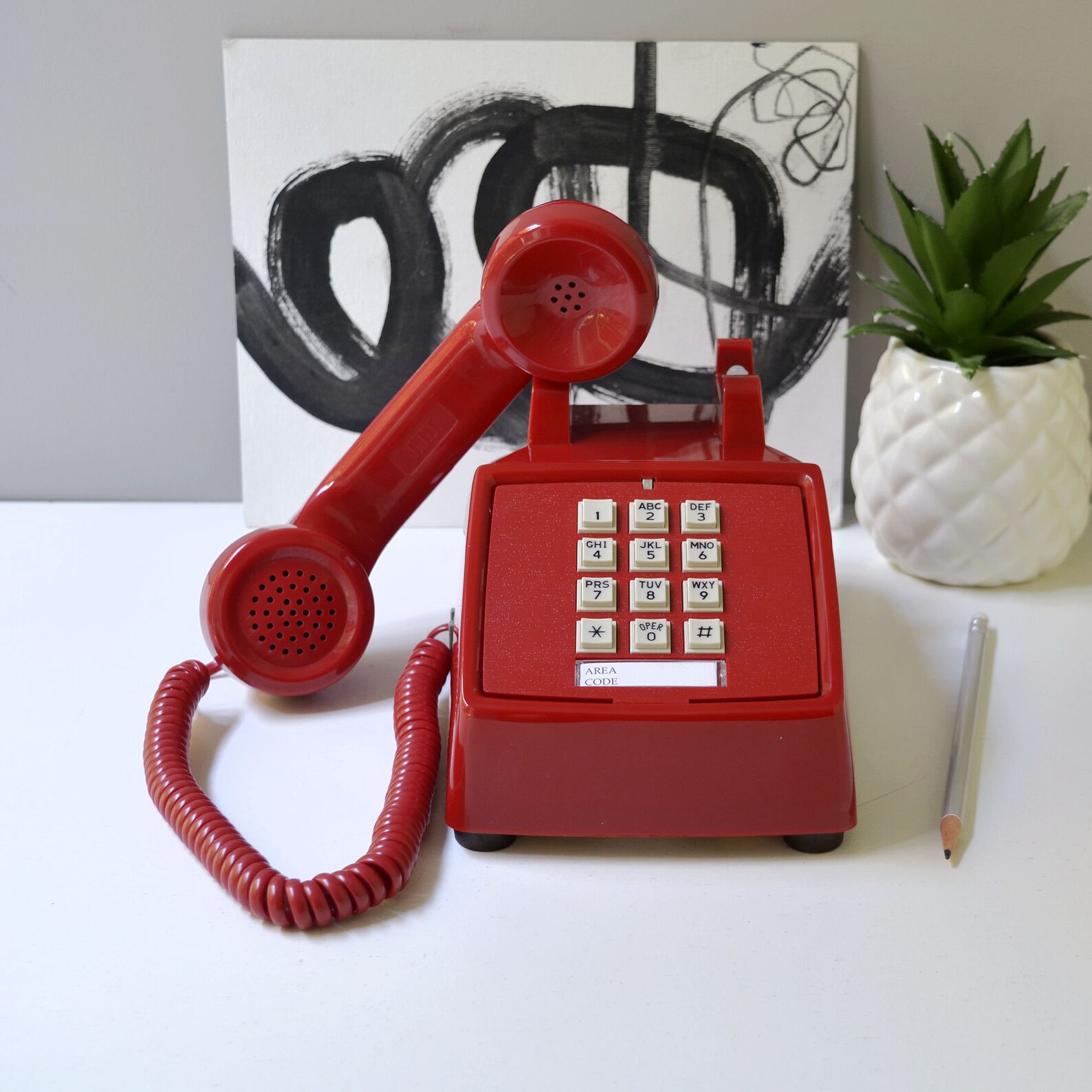 Red Push Button Desk Phone Restored and Working Touch Tone - Etsy