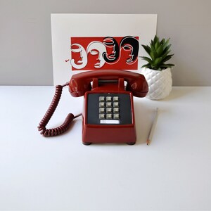 Red Push Button Desk Phone, Restored and Working Touch Tone Telephone ...