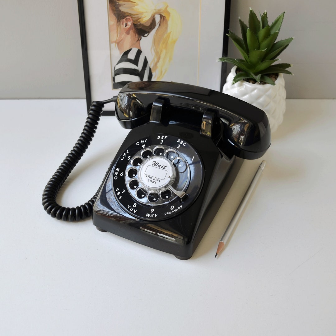 Black Rotary Phone Restored and Working, Retro Desk Phone in Black - Etsy