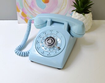 Blue Rotary Dial Telephone, Restored and Working Rotary Phone in Blue ...