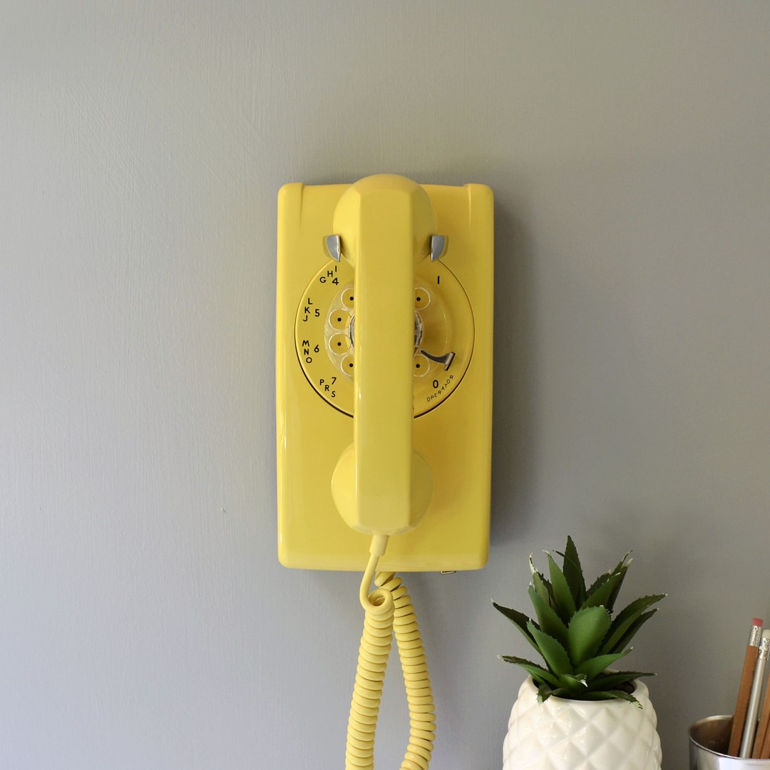 Yellow Rotary Dial Wall Phone Restored and Working - Etsy