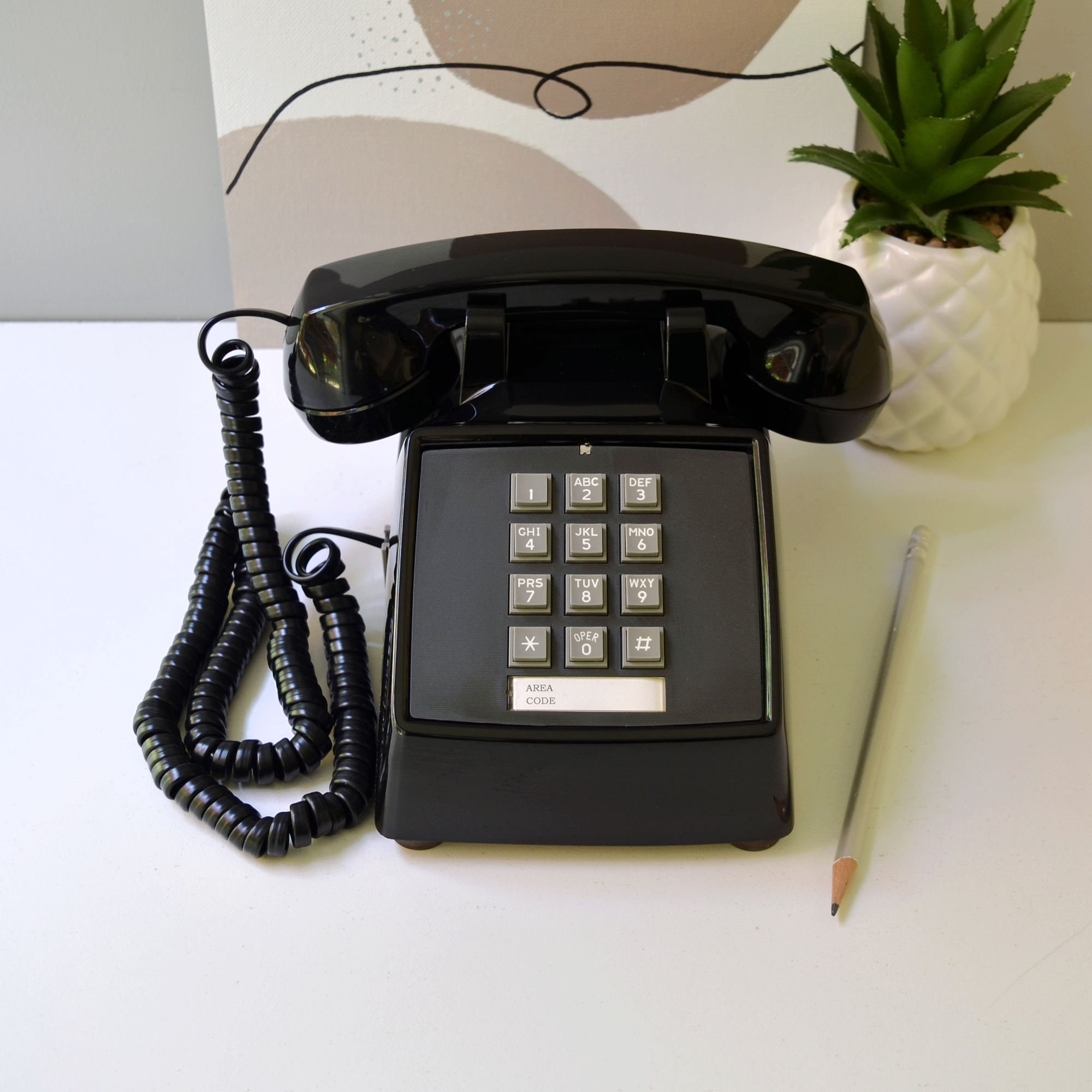 Black Touch Tone Telephone Restored and Working Black Retro - Etsy