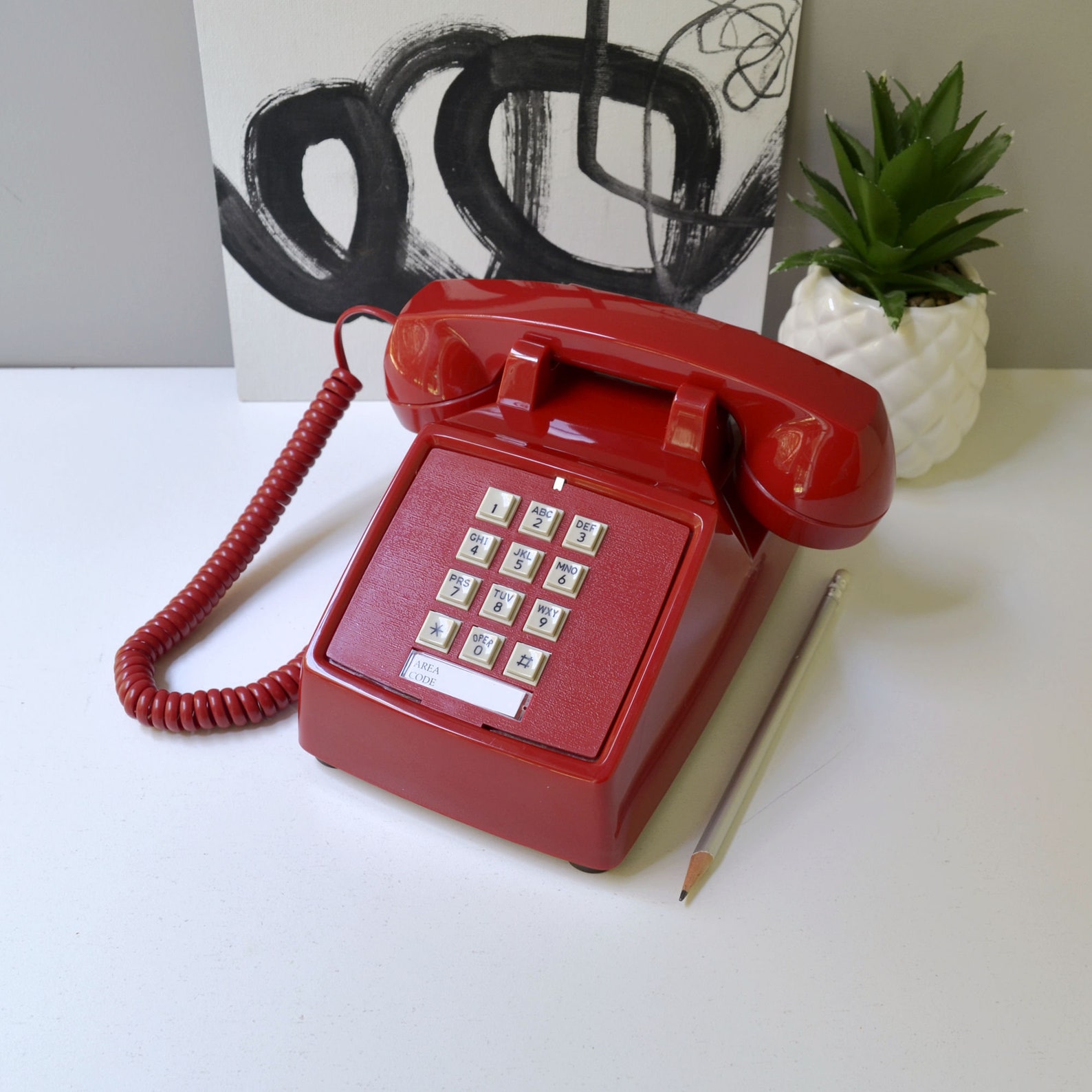 Red Push Button Desk Phone Restored and Working Touch Tone - Etsy