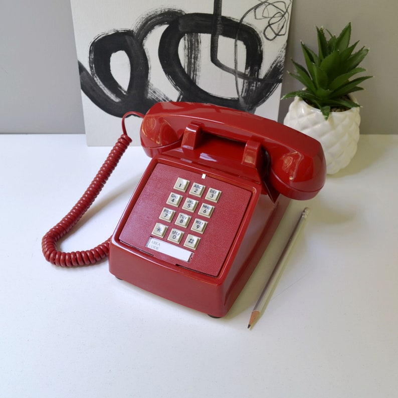 Red Push Button Desk Phone Restored and Working Touch Tone - Etsy