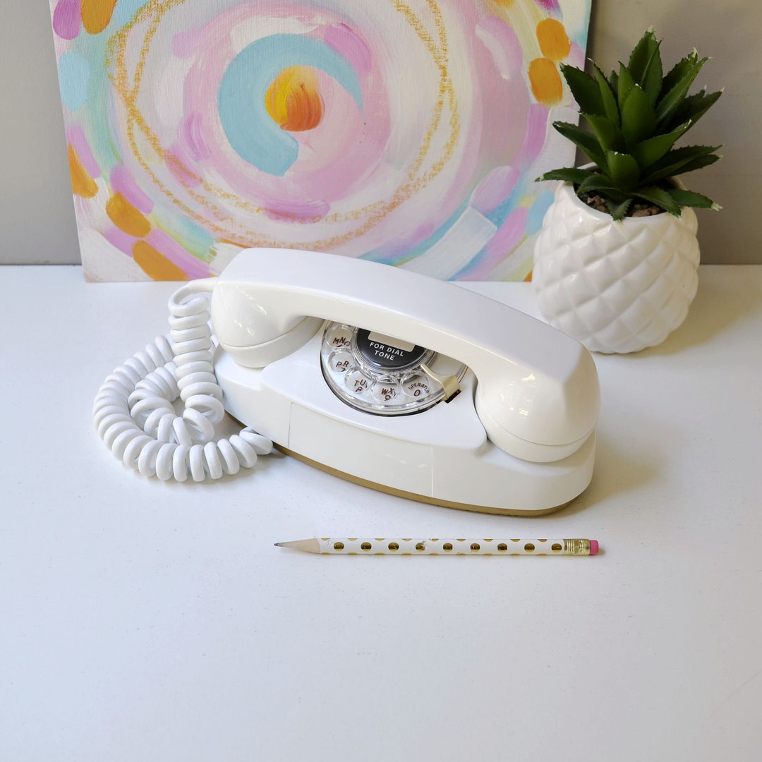 Rotary Dial Princess Phone in White, Restored and Working - Etsy
