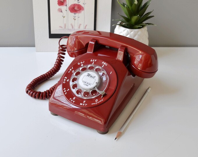 Red Rotary Dial Desktop Telephone Restored and Working - Etsy