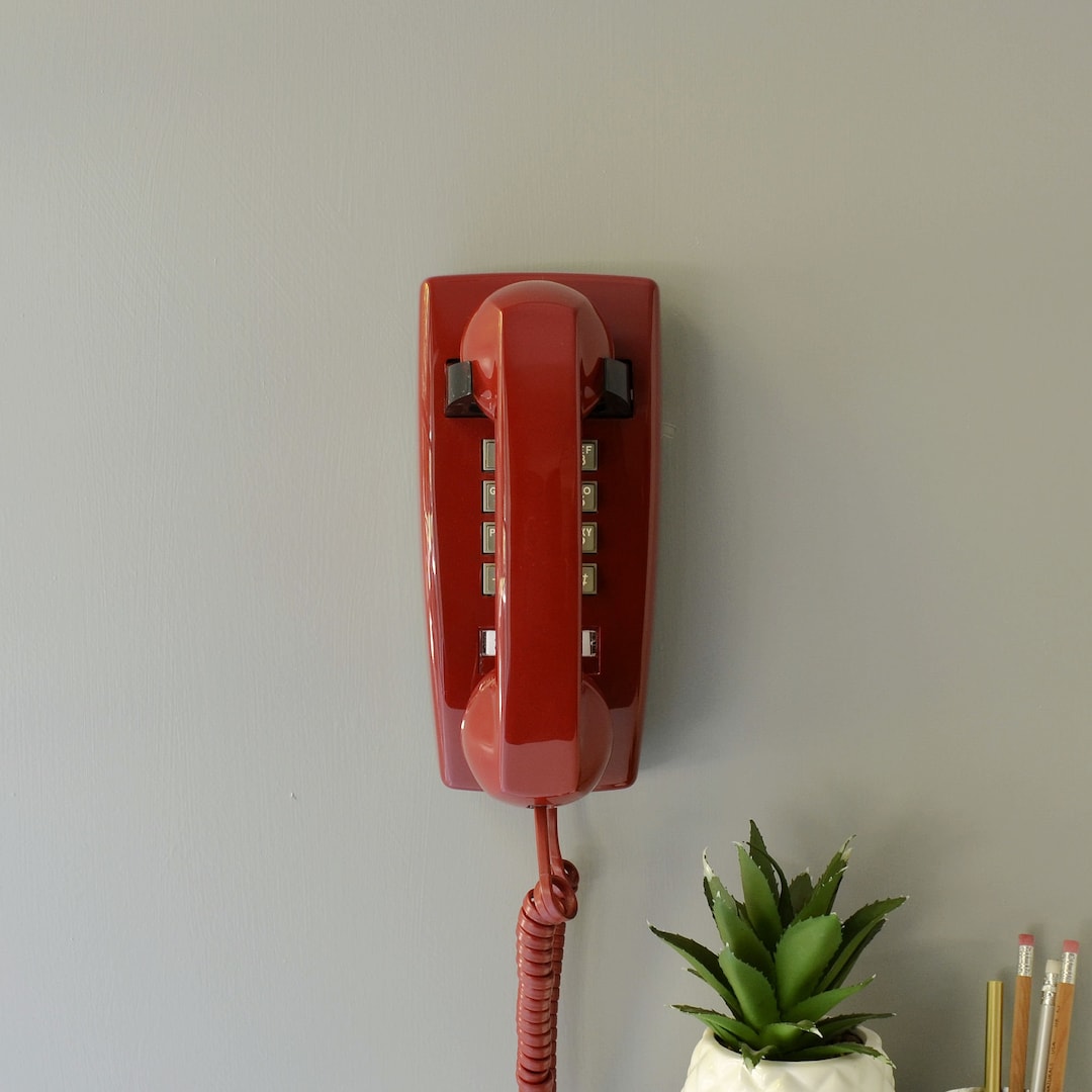 Retro Touch Tone Wall Phone in Red, Restored and Working - Etsy