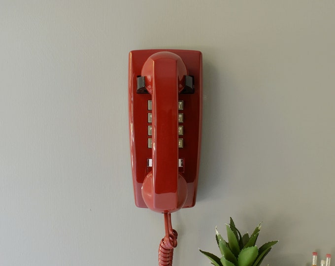 Retro Touch Tone Wall Phone in Red, Restored and Working - Etsy