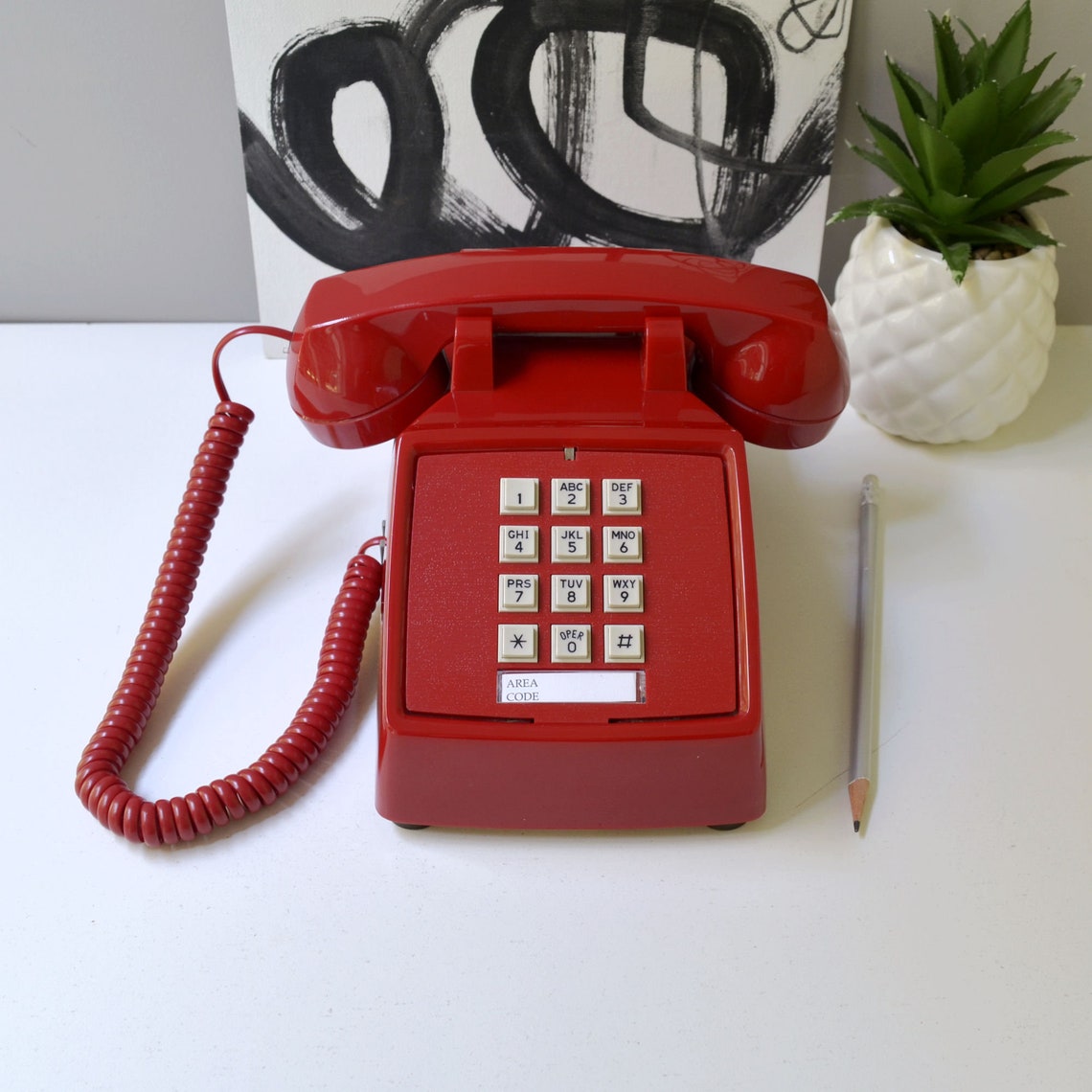 Red Push Button Desk Phone Restored and Working Touch Tone - Etsy