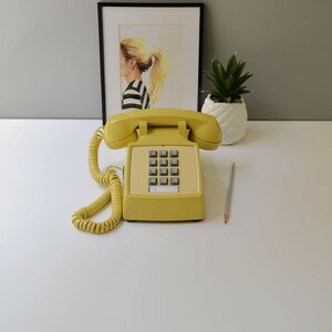 Yellow Push Button Desk Phone, Restored and Working - Etsy