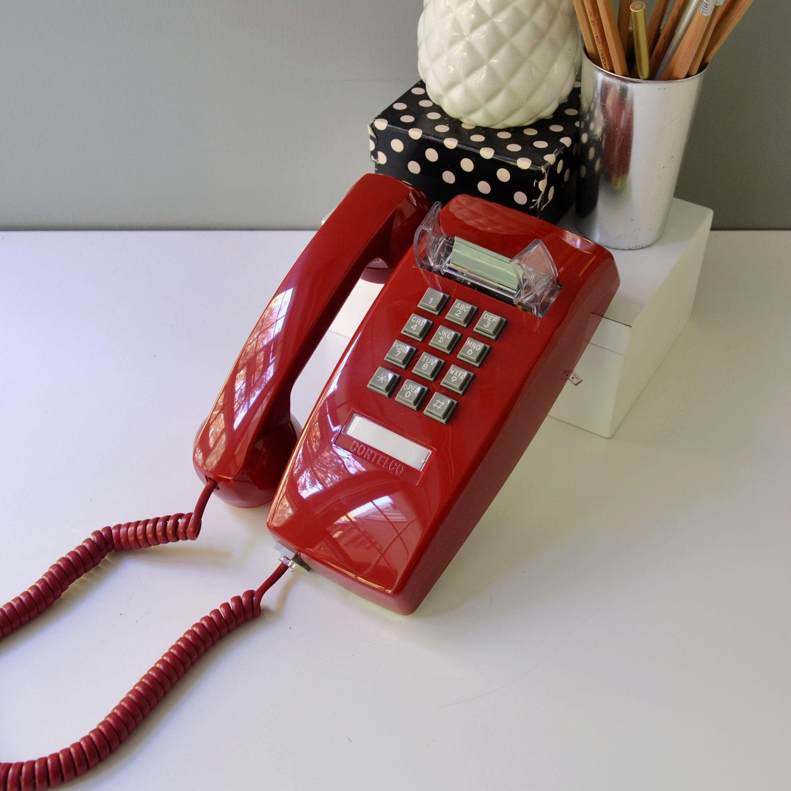 Retro Touch Tone Wall Phone in Red, Restored and Working - Etsy