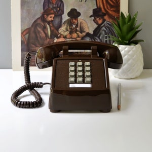 Brown Push Button Desk Phone, Restored and Working Retro Touch Tone ...